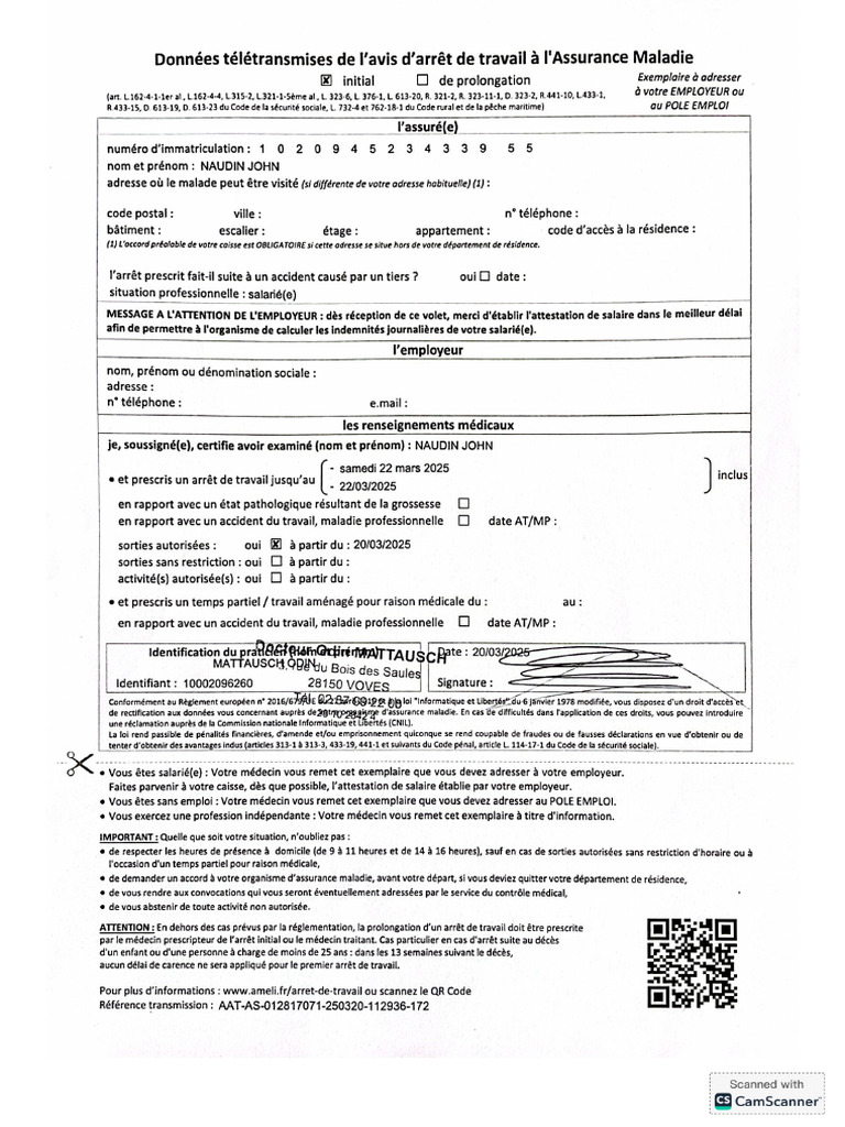 Arrêt de travail | PDF