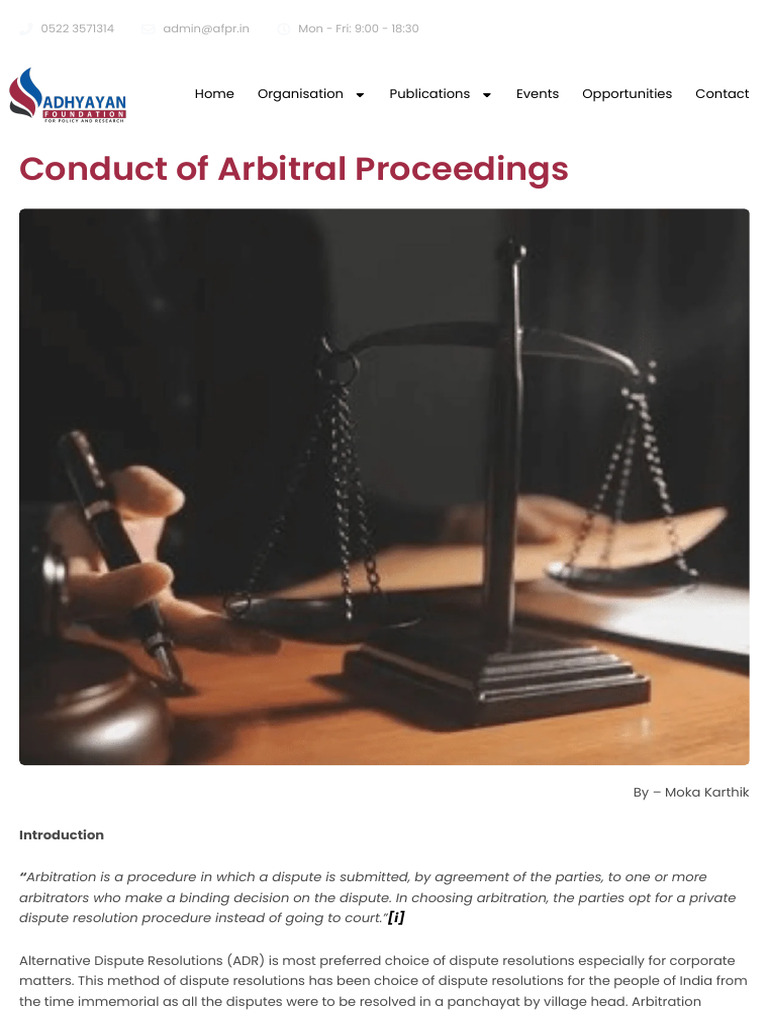 Conducting Arbitral Proceedings in India | PDF | Arbitration ...
