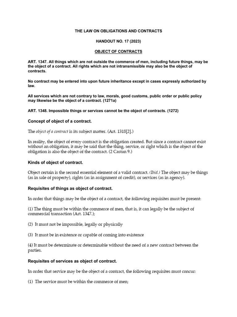Understanding Contract Objects and Causes | PDF | Annulment | Legal Remedy