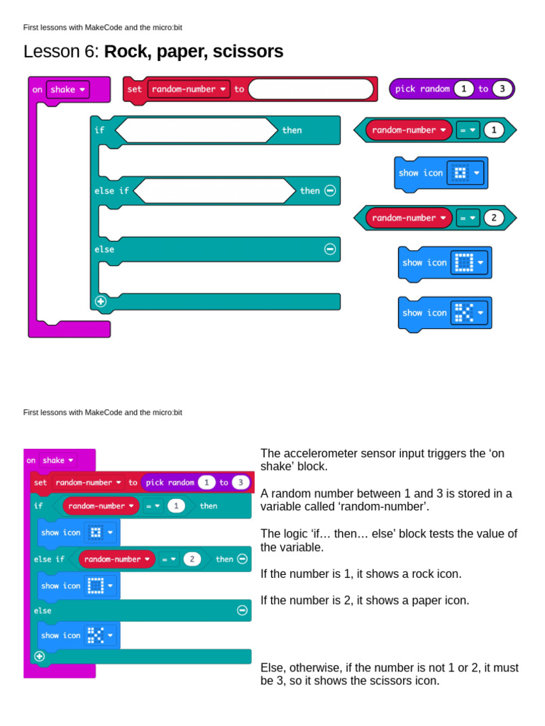 First Lessons With Make Code and The Micro Bit 6 Student Handouts | PDF