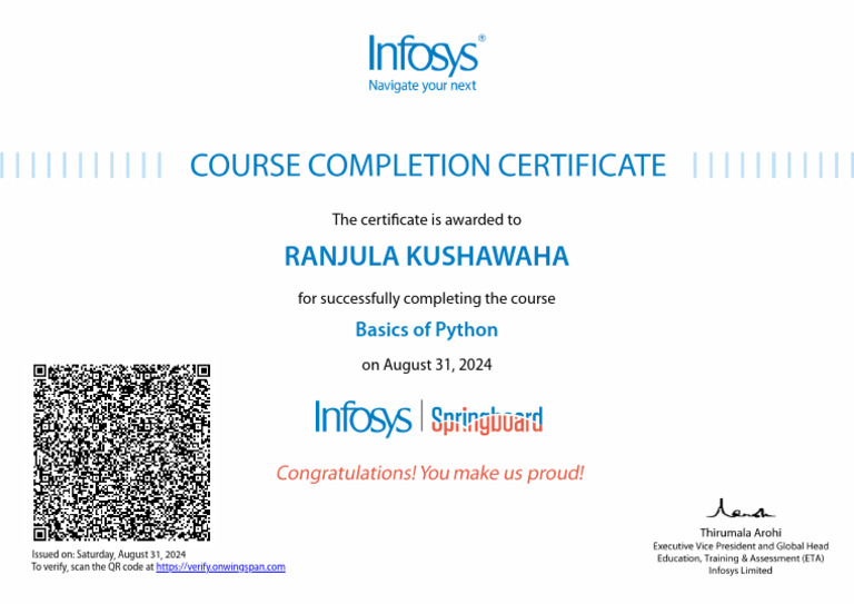Python Course Completion Certificate | PDF