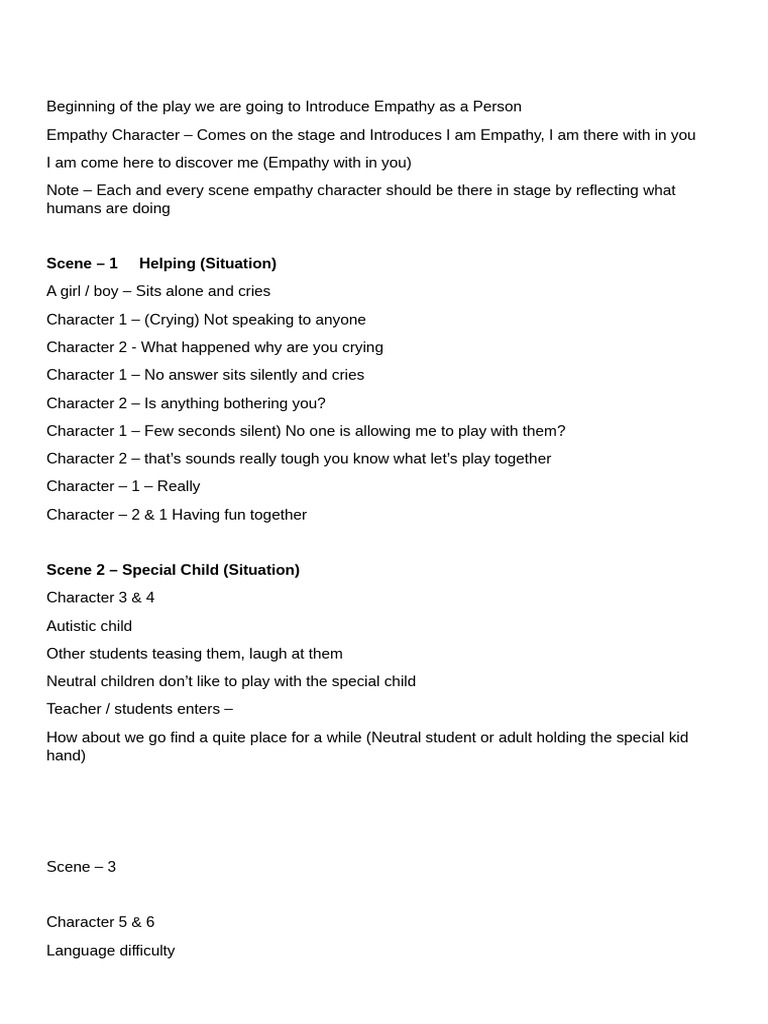 Scenes On Empathy For Teachers | PDF