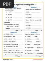 Grade 7 Mental Maths Term 1 Test | PDF | Circle | Elementary Geometry