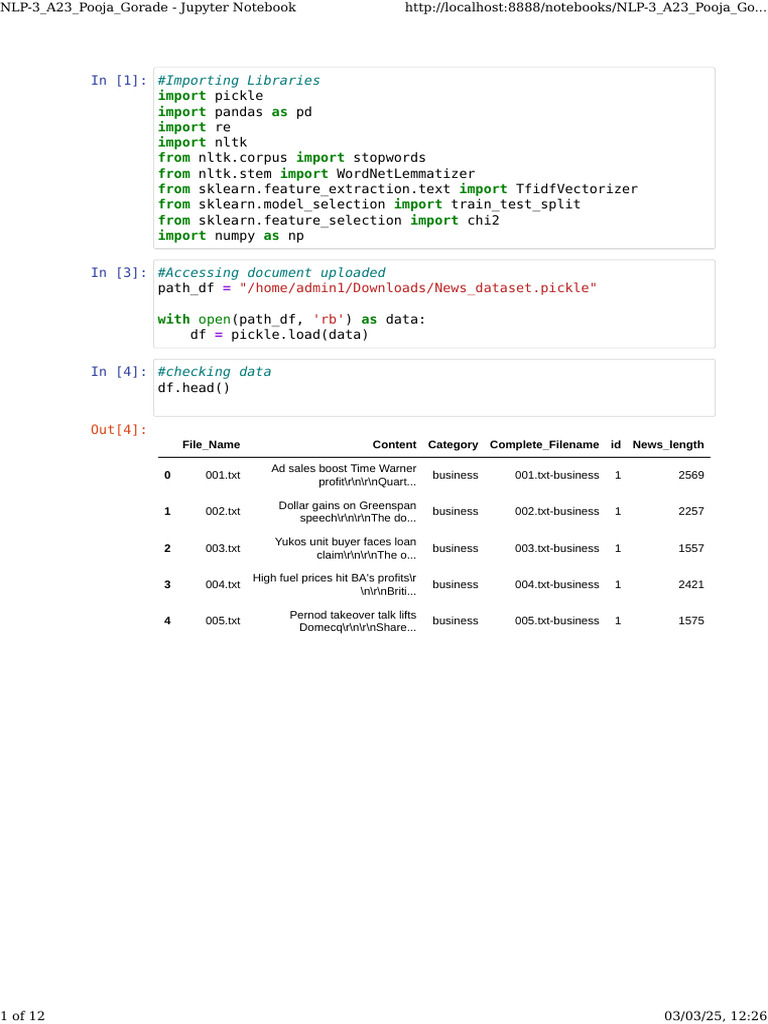 NLP-3 A23 Pooja Gorade - Jupyter Notebook | PDF | Recession | Government Budget Balance