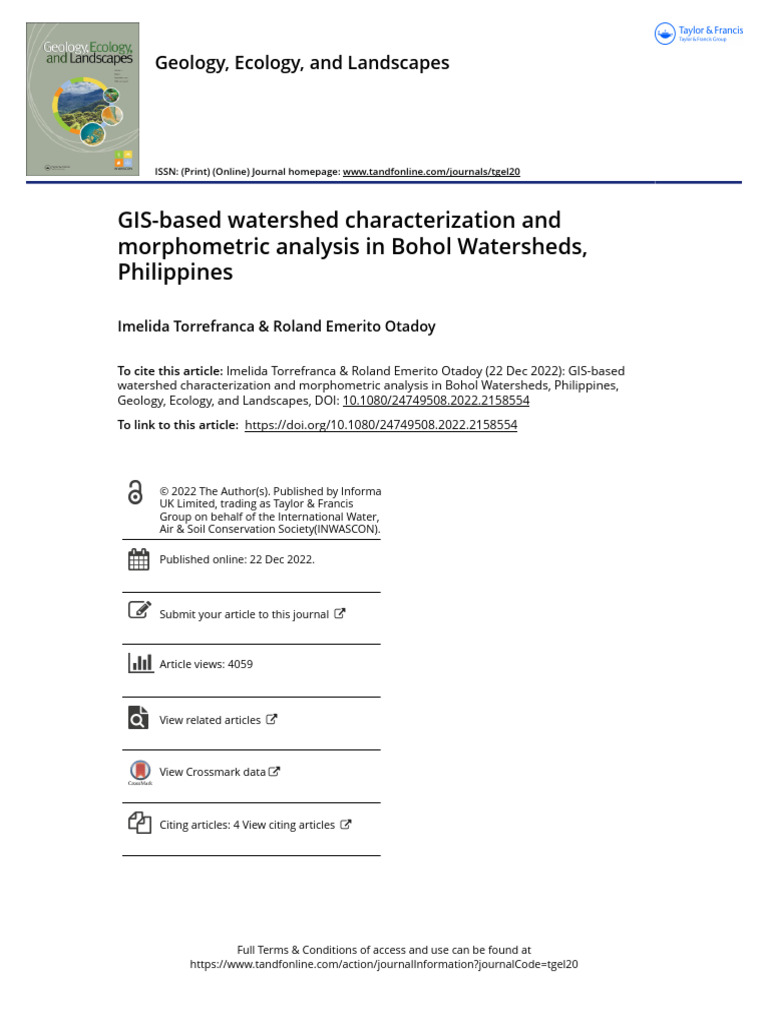 GIS-based Watershed Characterization and Morphometric Analysis in Bohol ...