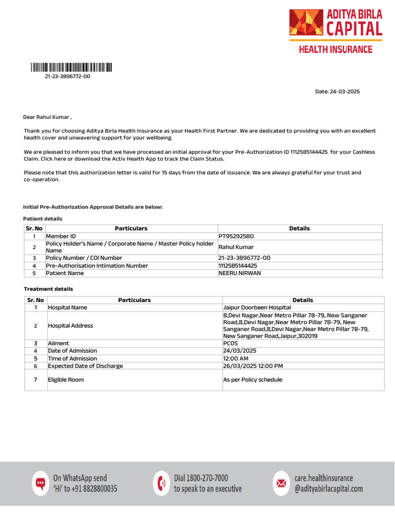 Initial Approval for Health Claim | PDF | Health Care