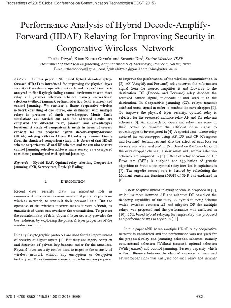 Performance Analysis of Hybrid Decode-Amplify-Forward HDAF Relaying For Improving Security in ...