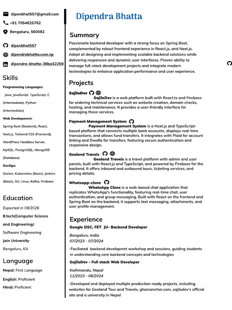 Dipendra Bhatta Resume-2d9ea4ba | PDF | Web Development | Computing