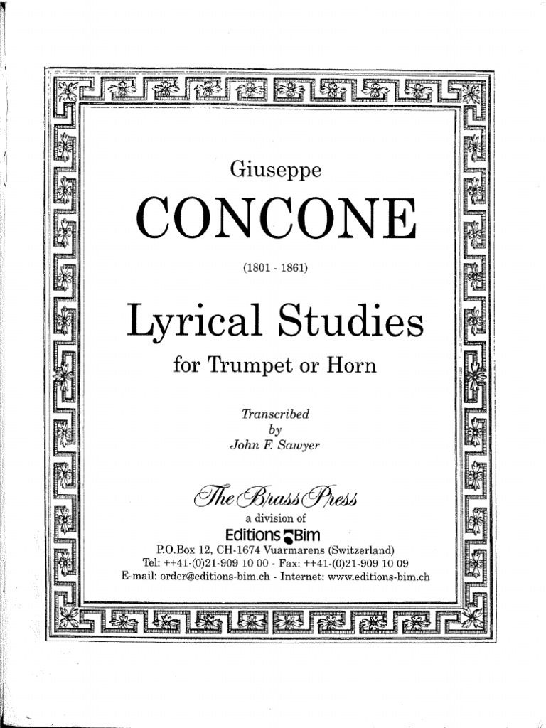 Giuseppe Concone Lyrical Studies for trumpet | PDF