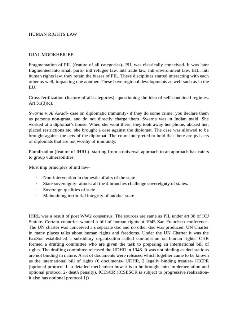 HUMAN RIGHTS LAW | PDF | Treaty | Crimes