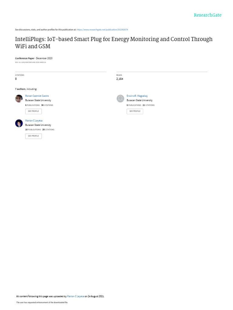 IntelliPlugs IoT basedSmartPlugforEnergyMonitoringandControlThroughWiFiandGSM | PDF | Smart Grid ...