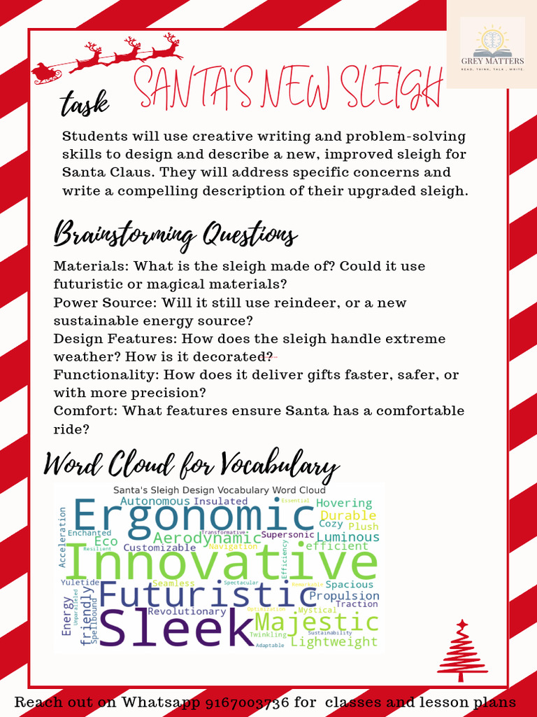 Design A New Sleigh - Grey Matters Creative Writing Lesson Plan | PDF