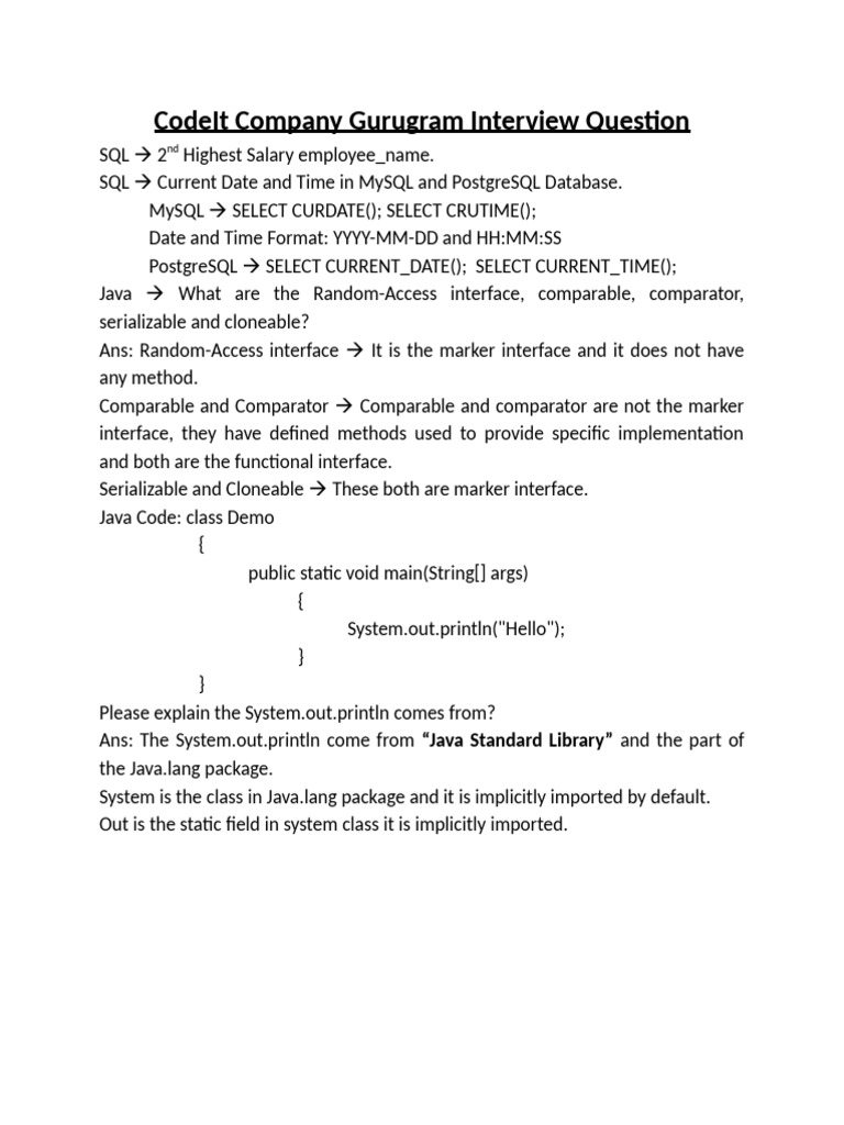 Company Interview Questions | PDF