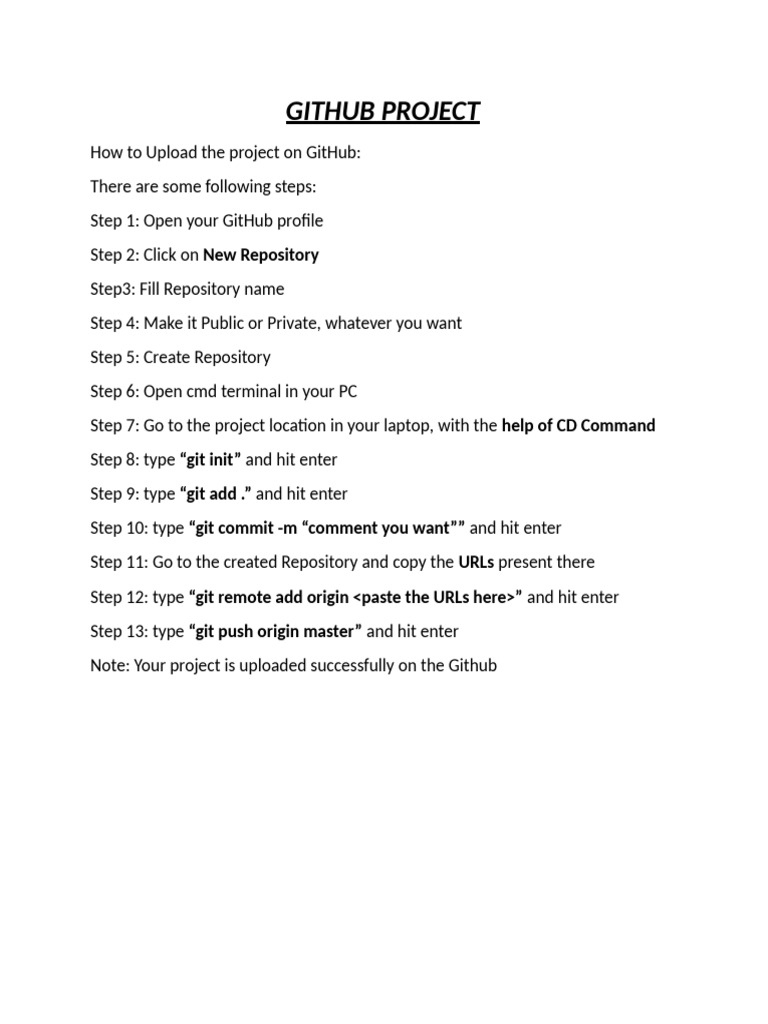 Uploading Projects to GitHub Guide | PDF