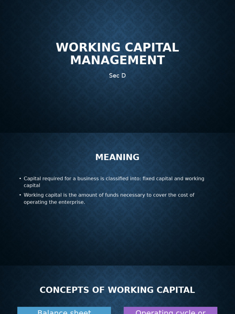 Working Capital Management | PDF