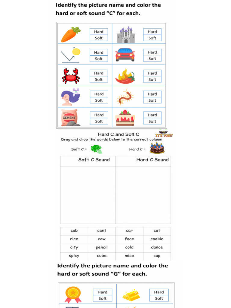 Soft and Hard 'C' and 'G' Worksheet | PDF