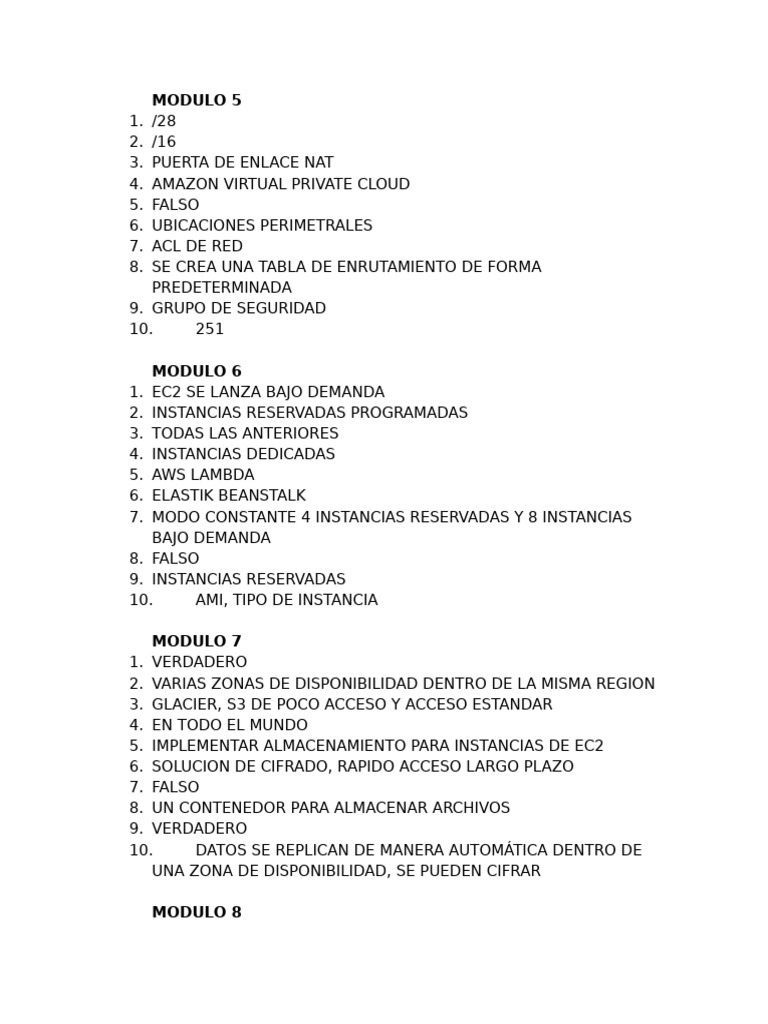 Respuestas Modulo 5 A 10 | PDF