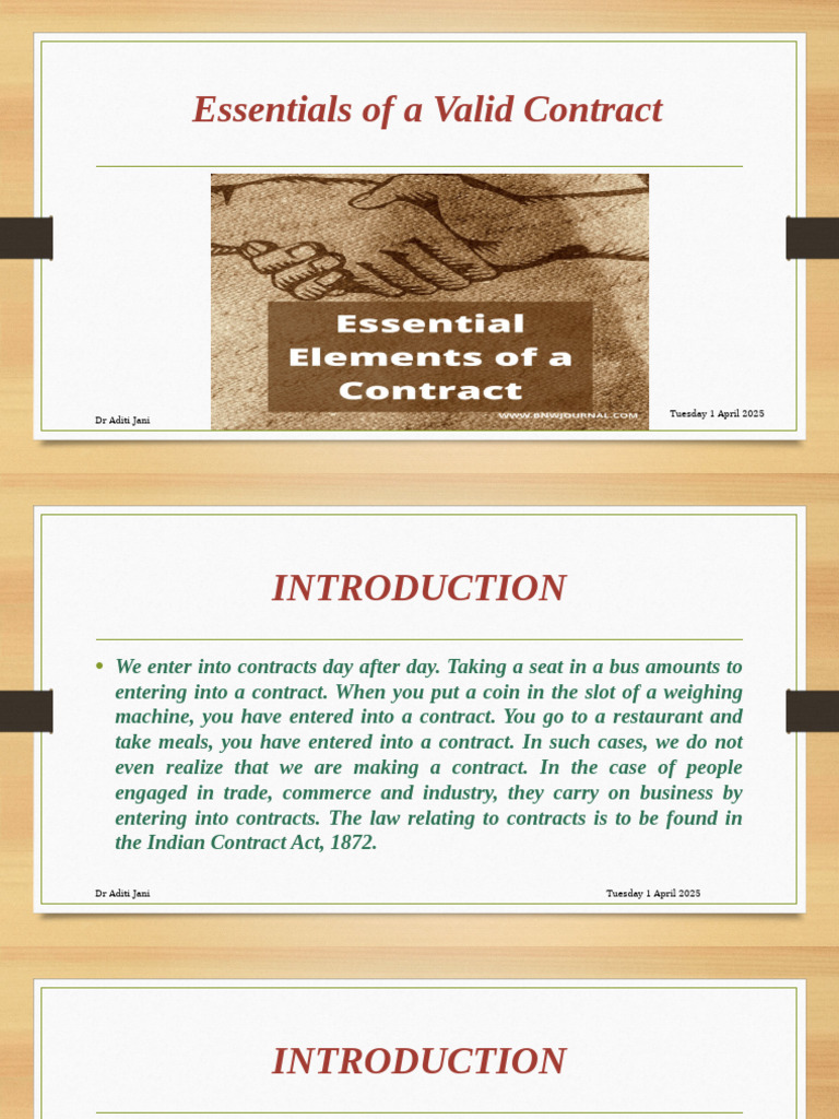 Essentials of A Valid Contract | PDF | Offer And Acceptance | Consideration