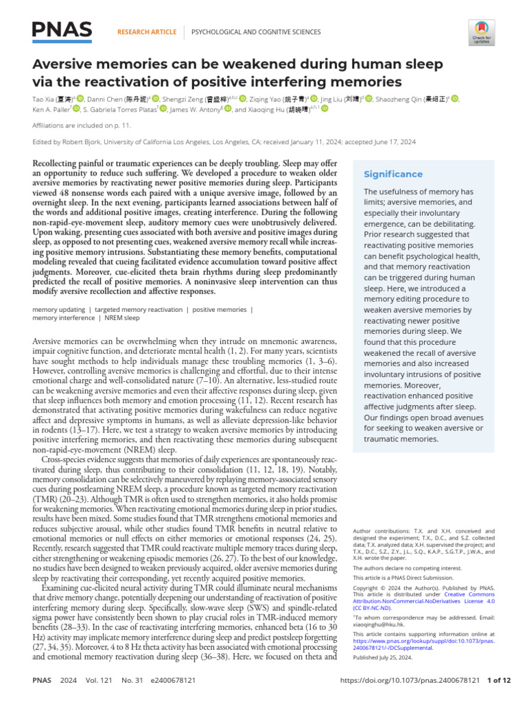 xia-et-al-2024-aversive-memories-can-be-weakened-during-human-sleep-via-the-reactivation-of ...