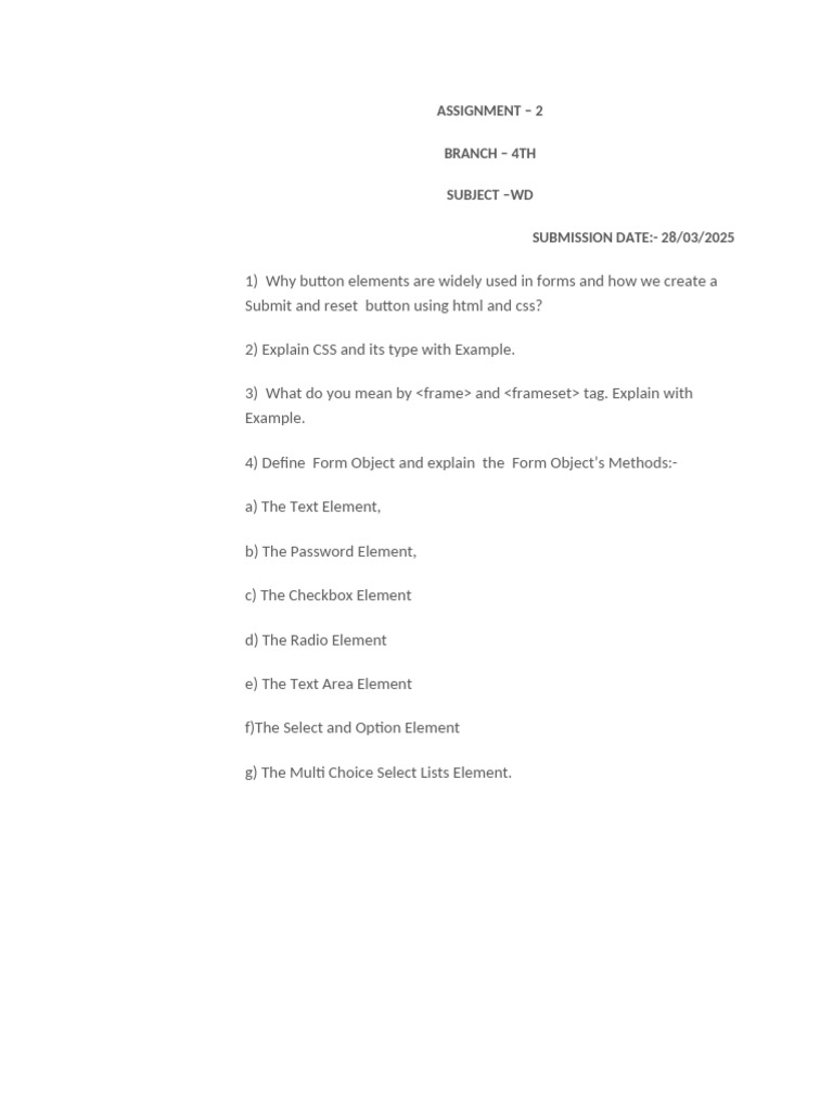 WD Assignment 2 | PDF