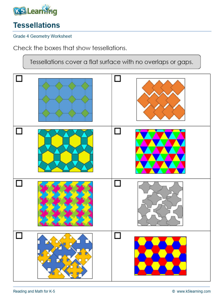 Grade 4 Geometry Tessellations A | PDF