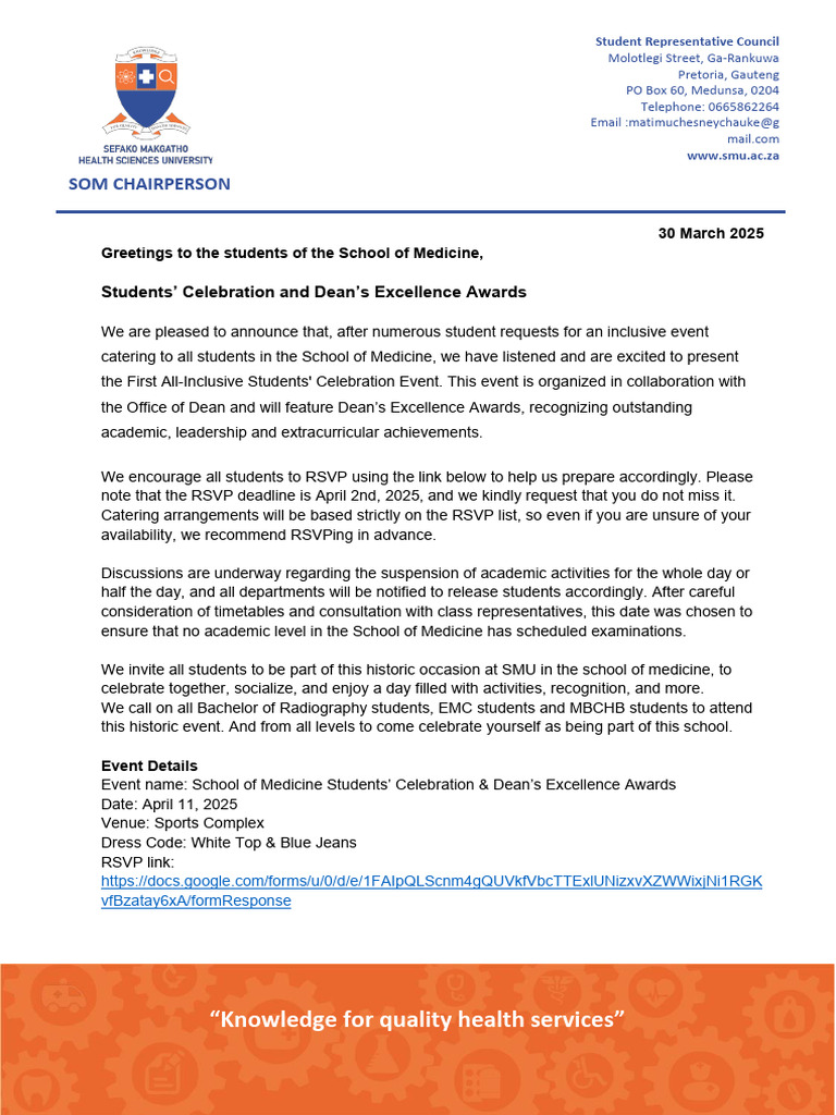 SOM Students Celebration Awards and Deans Excellence Awards | PDF ...