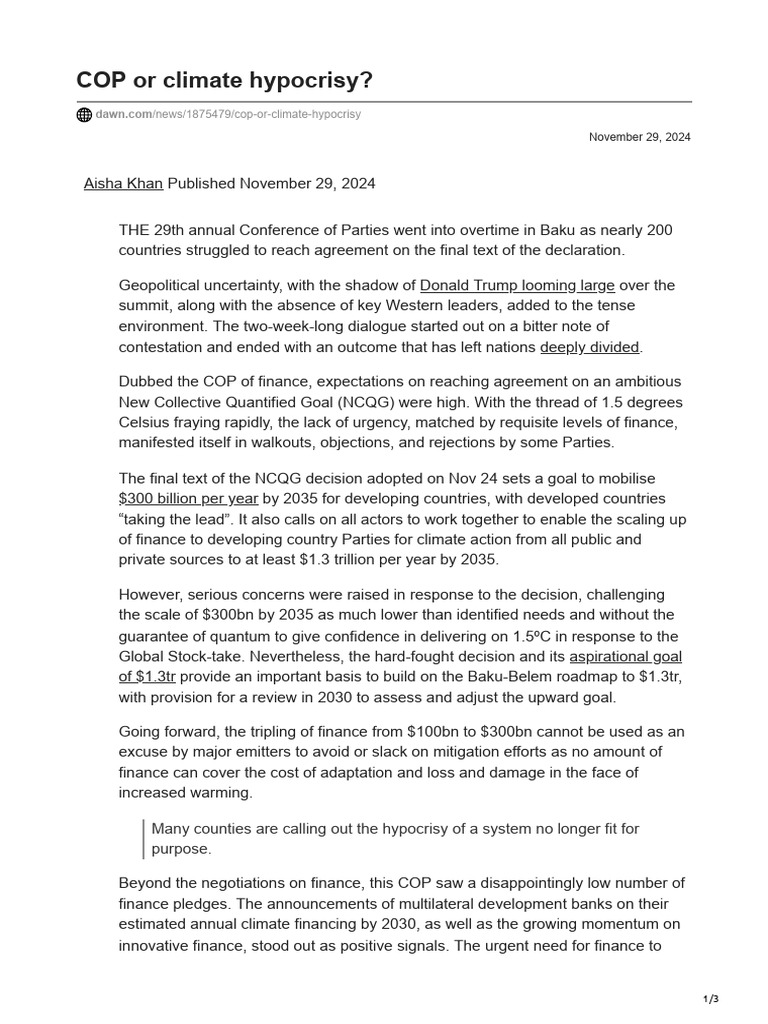 COP or Climate Hypocrisy | PDF | Natural Environment | Climate Change