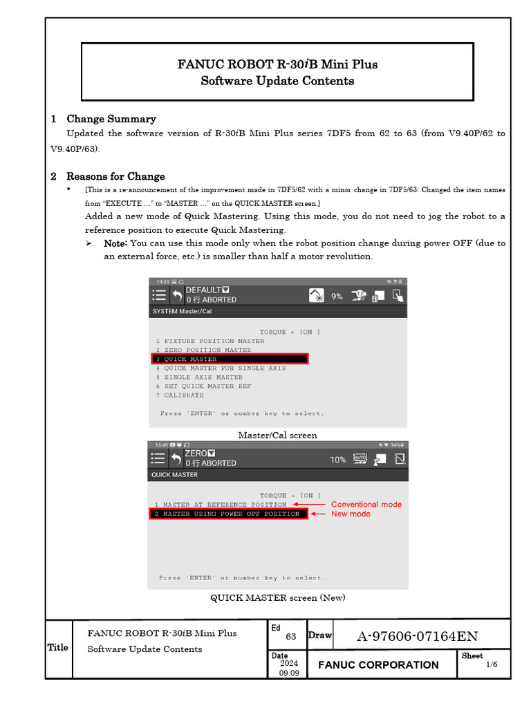 FANUC ROBOT R-30iB Mini Plus Software Update Manual | PDF | Tablet ...