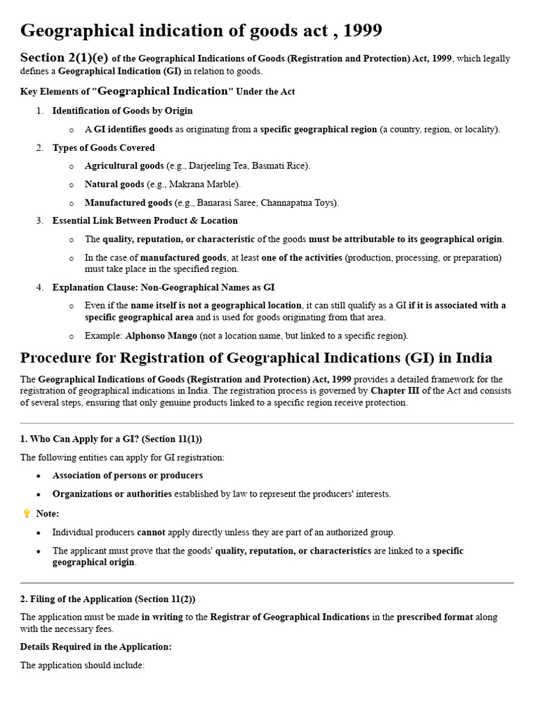 GI Registration Process in India | PDF