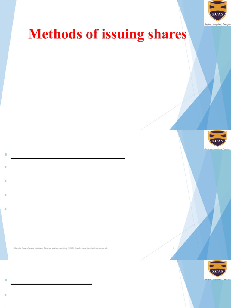 Methods of Issuing Shares | PDF | Dividend | Initial Public Offering