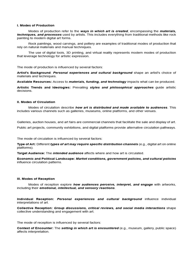 Art Production Circulation and Reception | PDF | Policy | Human ...