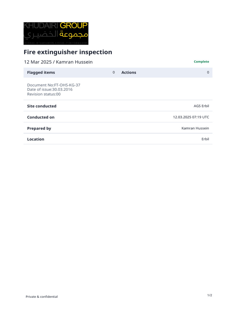 AGS Fire Extingusher Inspection March 2025 | PDF | Sustainable ...