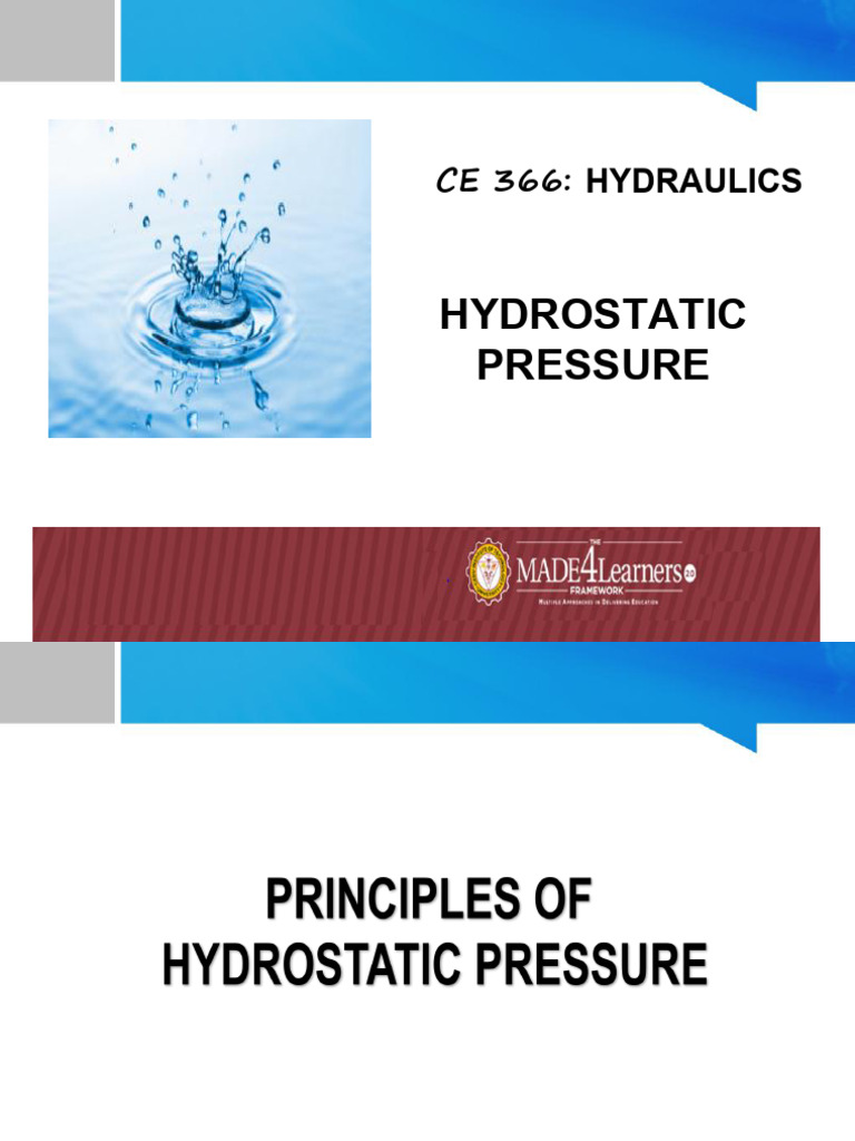 1.3 Principles of Hydrostatic Pressure | PDF | Pressure | Pressure Measurement