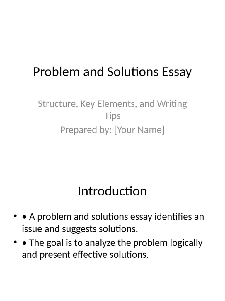 Problem And Solutions Essay Pdf