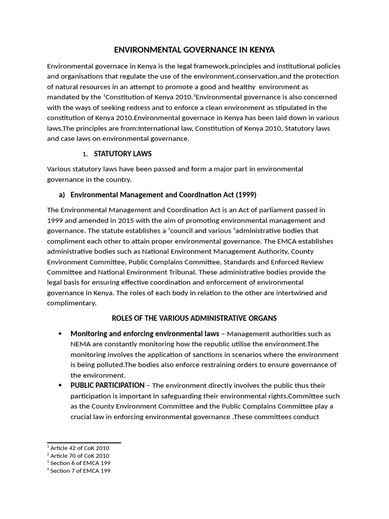 Environmental Governance in Kenya | PDF | Forest Management | Governance