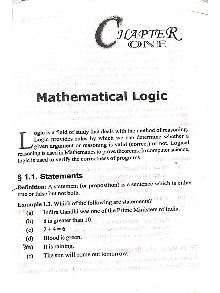 Mathematical Logic Part-1 | PDF