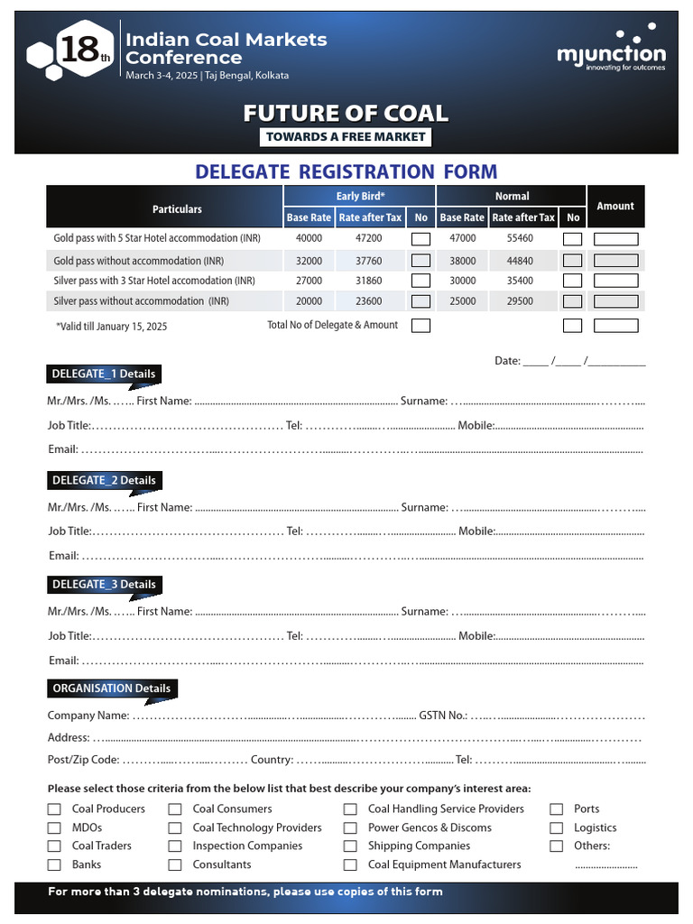Delegates Registration Form 2025 - Indian | PDF | Payments