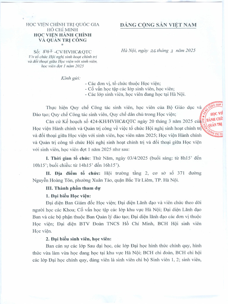 THONG BAO DOI THOAI DOT 1 NAM 2025 | PDF