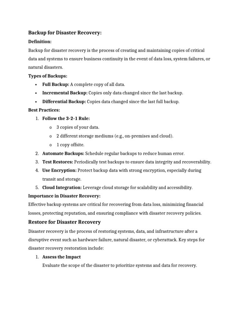 Backup Strategies for Disaster Recovery | PDF