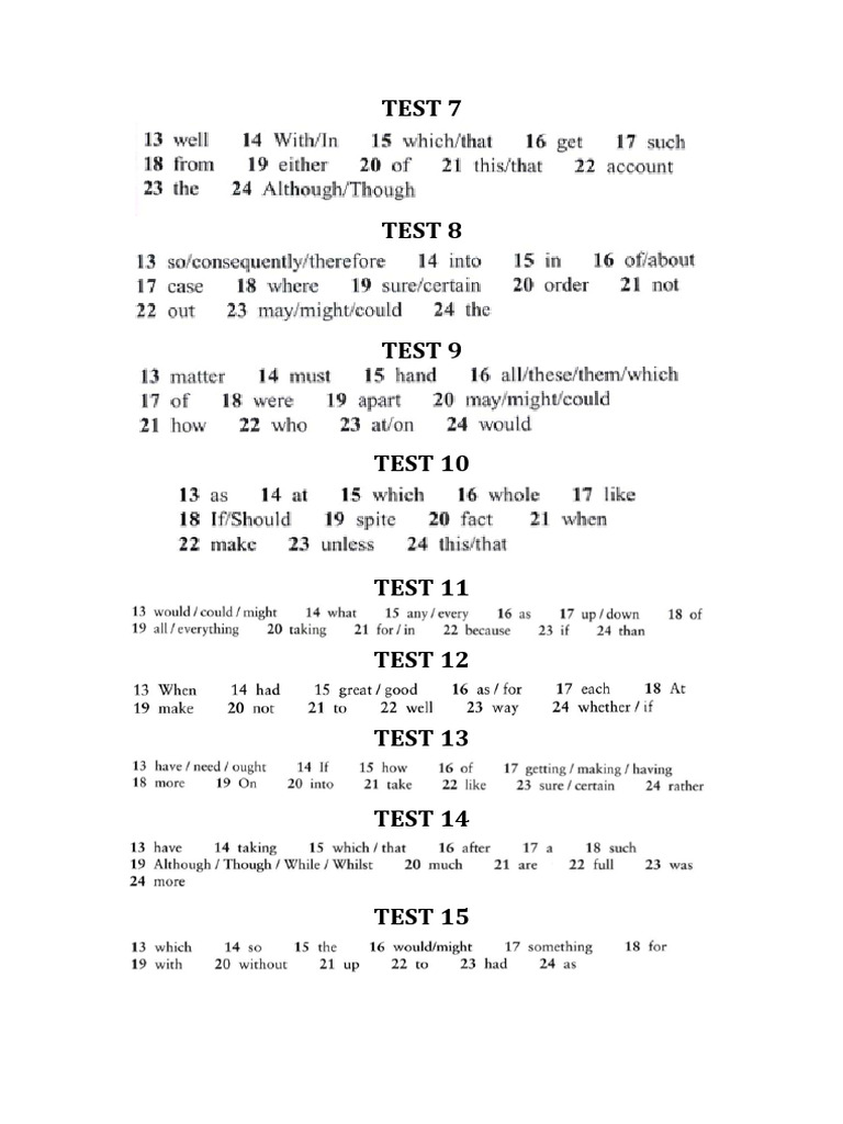 Cloze 11-30 Key | PDF