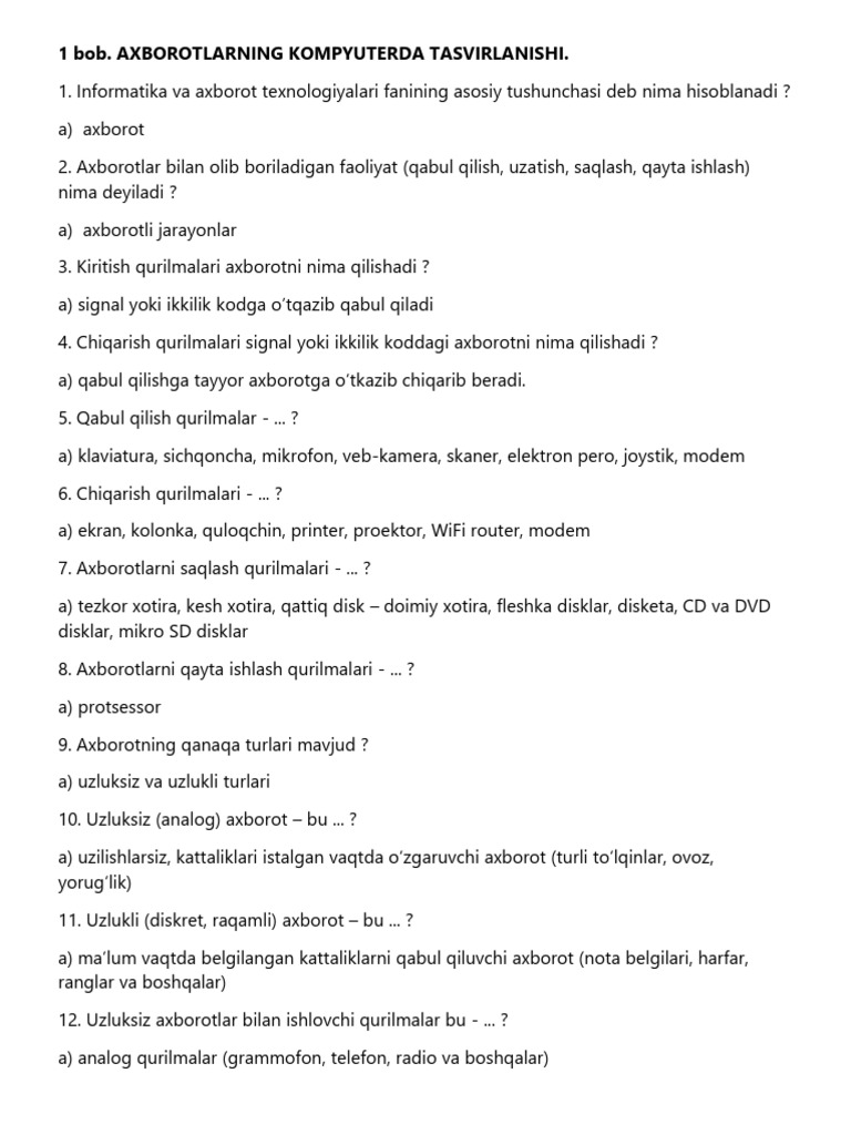 7-Sinf Informatika | PDF