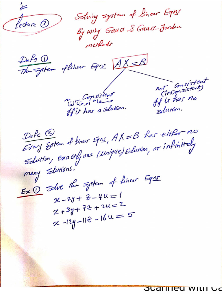 Lecture 3 (Gauss & Gauss Jordan Method) | PDF