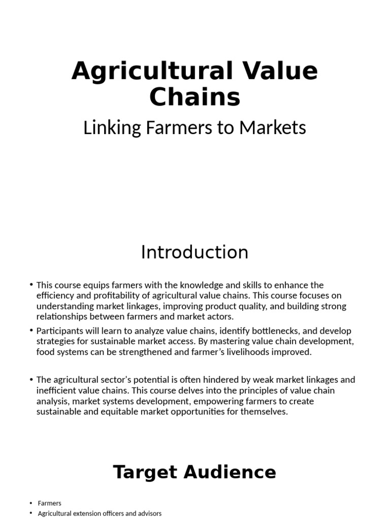 Optimize Agricultural Value Chains | PDF | Market (Economics) | Value Chain