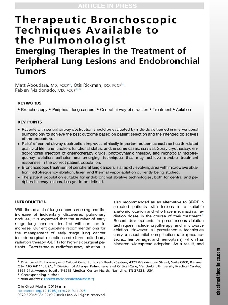 Therapeutic Bronchoscopic | PDF | Lung Cancer | Radiation Therapy