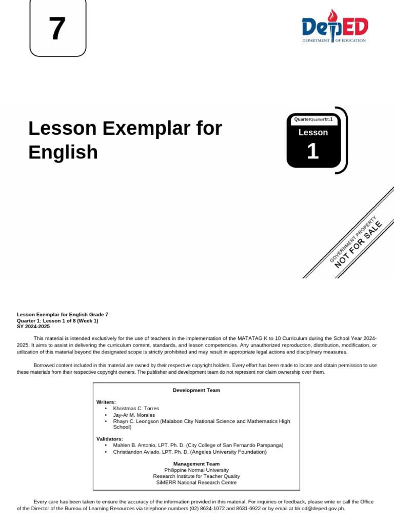 Grade 7 English Lesson Exemplar | PDF | Human Communication