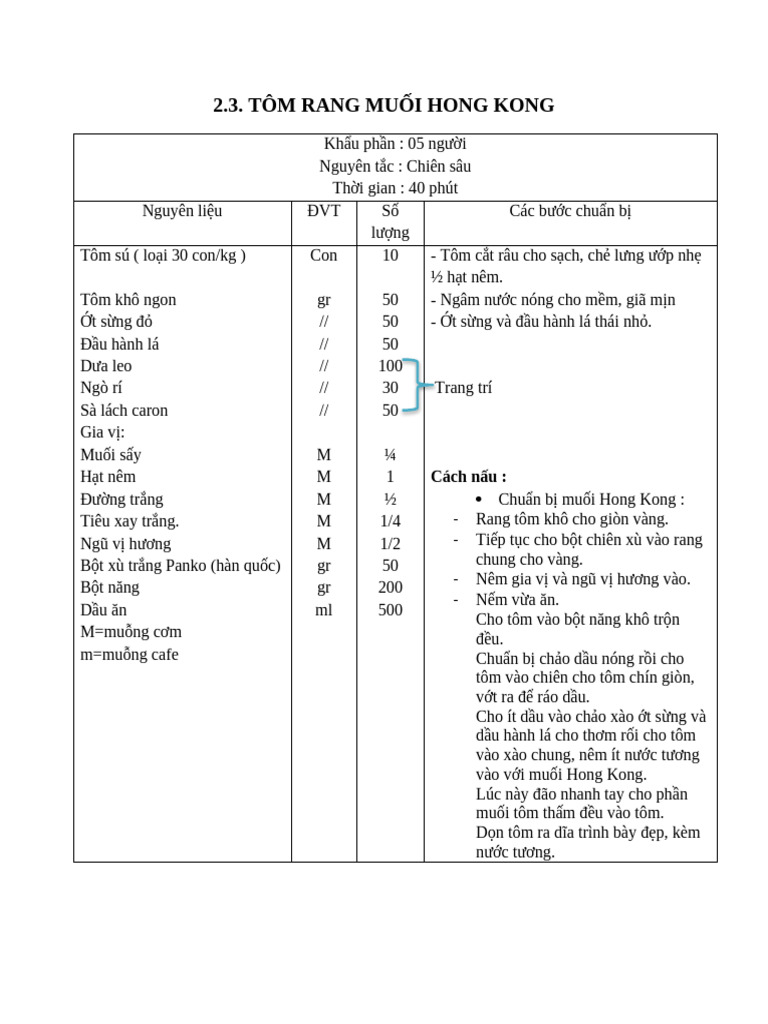 2.3. TÔM SÚ RANG MUỐI HK | PDF