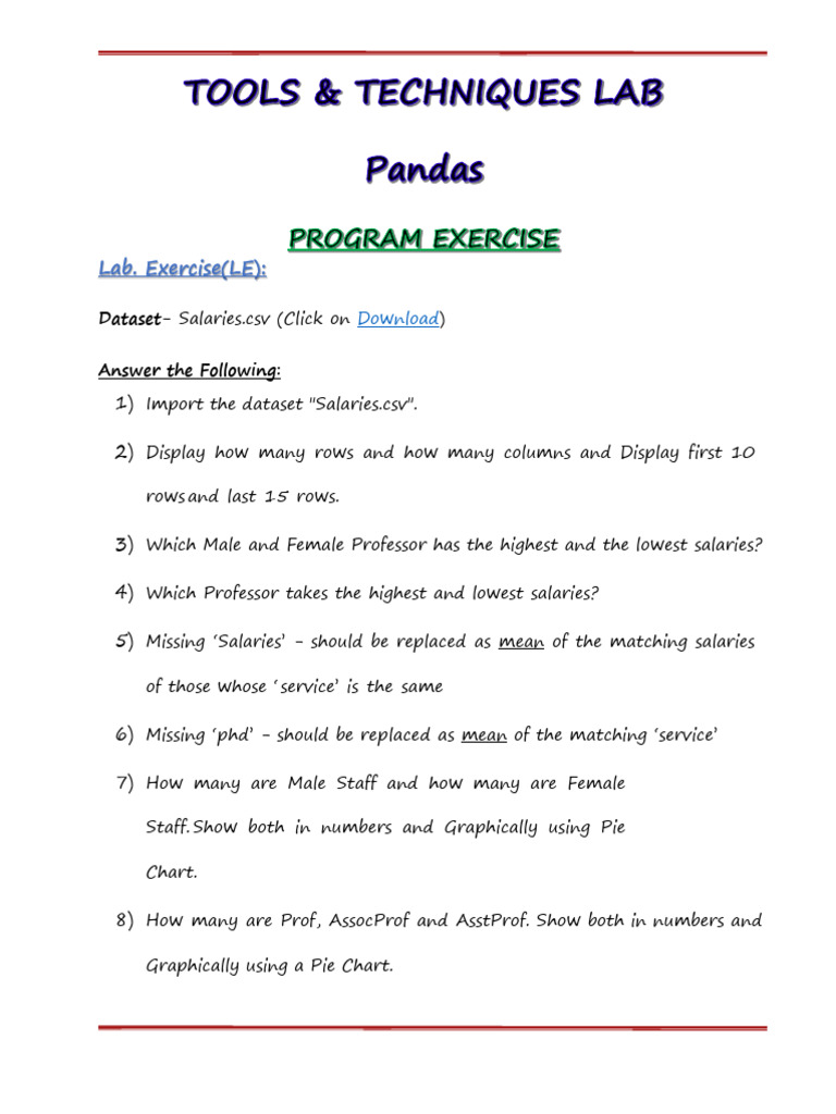 Pandas Exercises | PDF