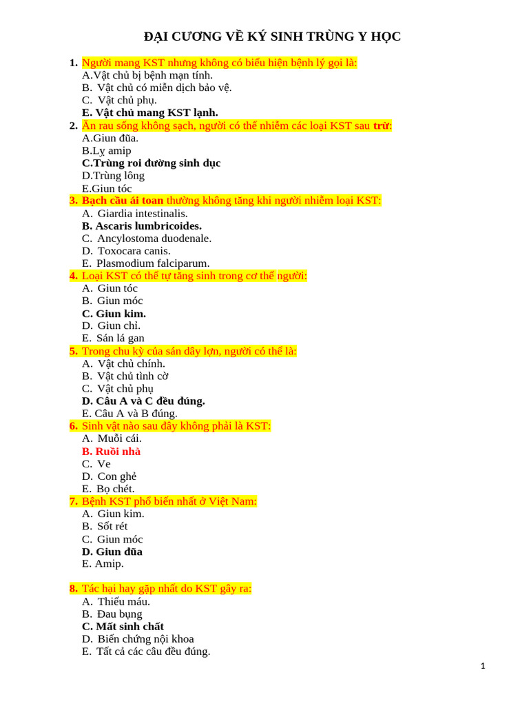 TRẮC NGHIỆM KST | PDF