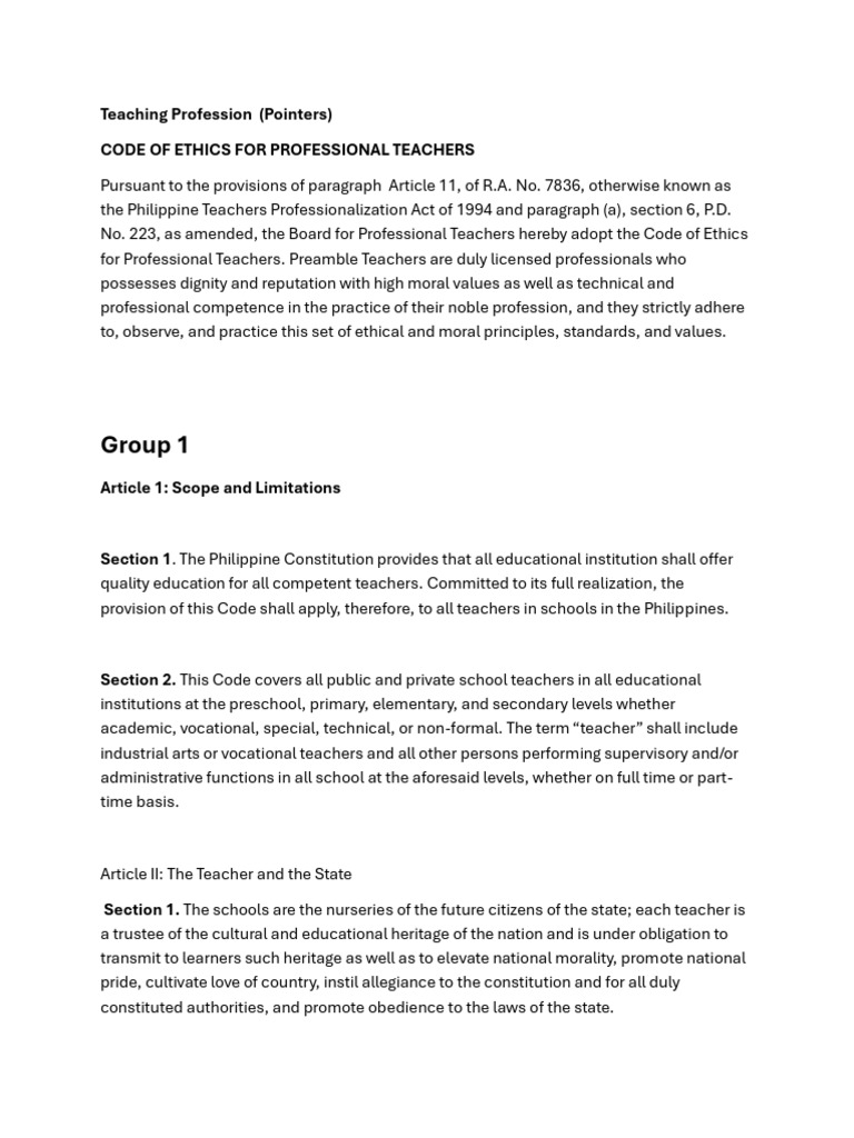 Meas Pointers Teaching Profession | PDF | Teachers | Justice