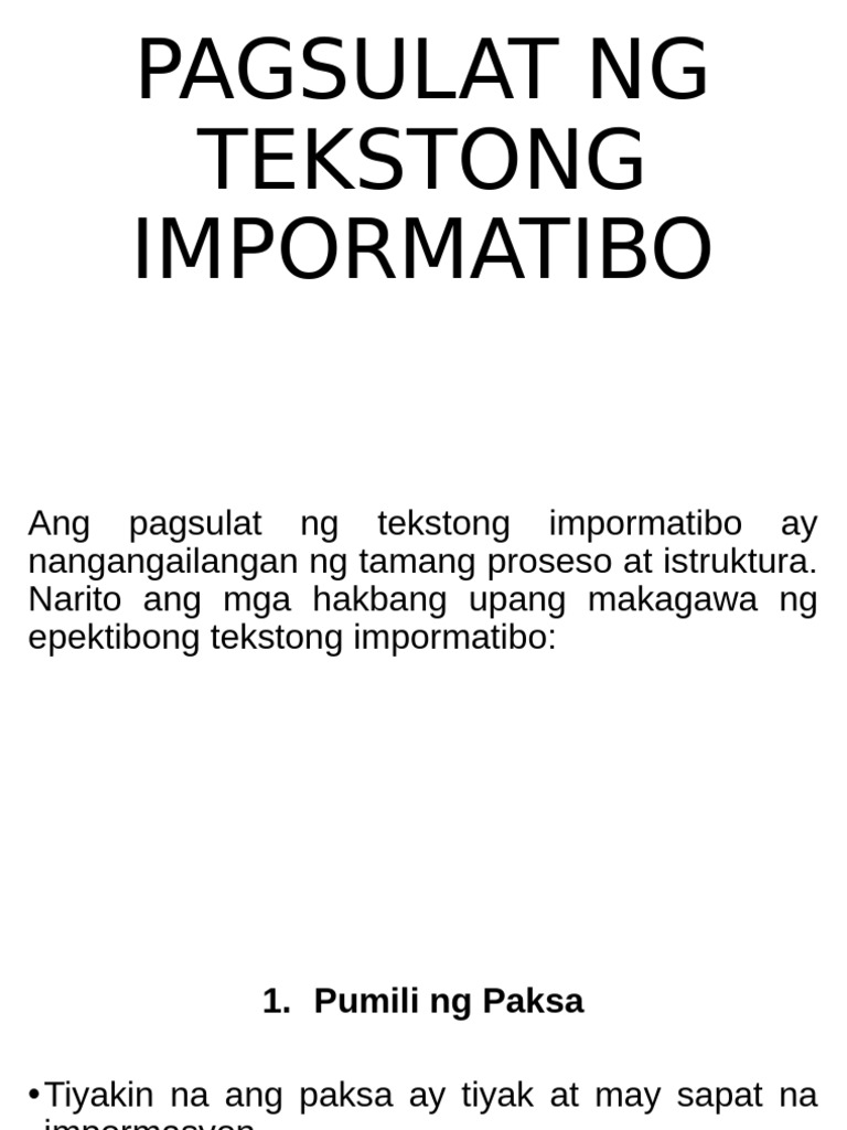 Tekstong Impormatibo | PDF